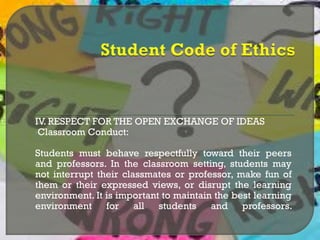Code of ethics for students | PPTX