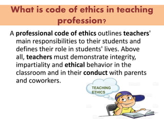 Code Of Ethics For Teachers