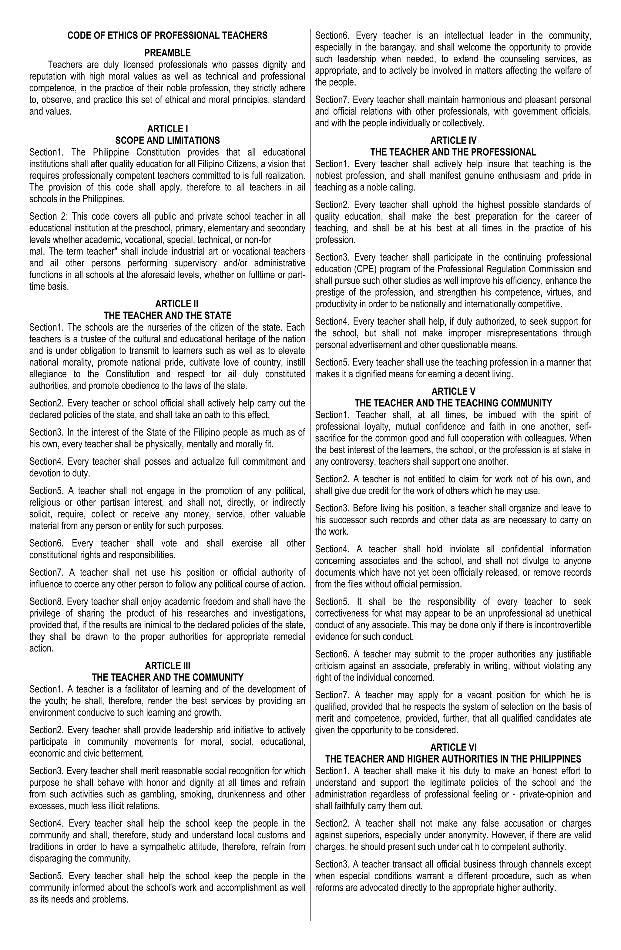 Code of ethics & magna carta | DOC