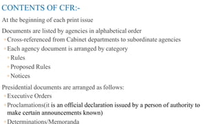 Code of federal regulation by d.j. biswas | PPTX