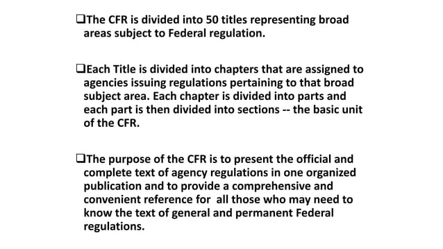 CODE OF FEDERAL REGULATION CFR.pptx