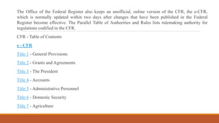 Code of federal regulations {cfr} | PPTX
