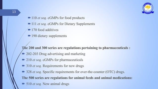 Code of federal regulations {cfr} in pharmaceutical | PPTX