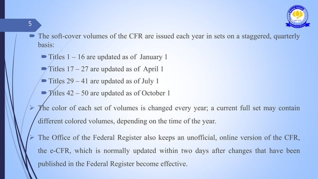 Code of federal regulations {cfr} in pharmaceutical | PPTX