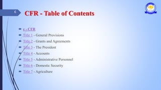 Code of federal regulations {cfr} in pharmaceutical | PPTX