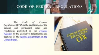 Code of federal regulations (CFR) | PDF