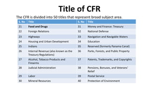 Code of Federal Regulations (CFR)...pptx