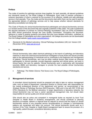 Code of practice for clinical biochemistry chemical pathologists | PDF