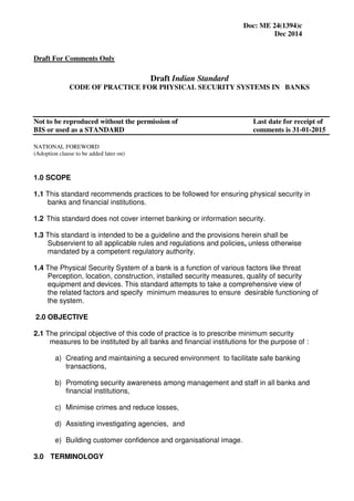 Code of practice for physical security systems in banks | PDF