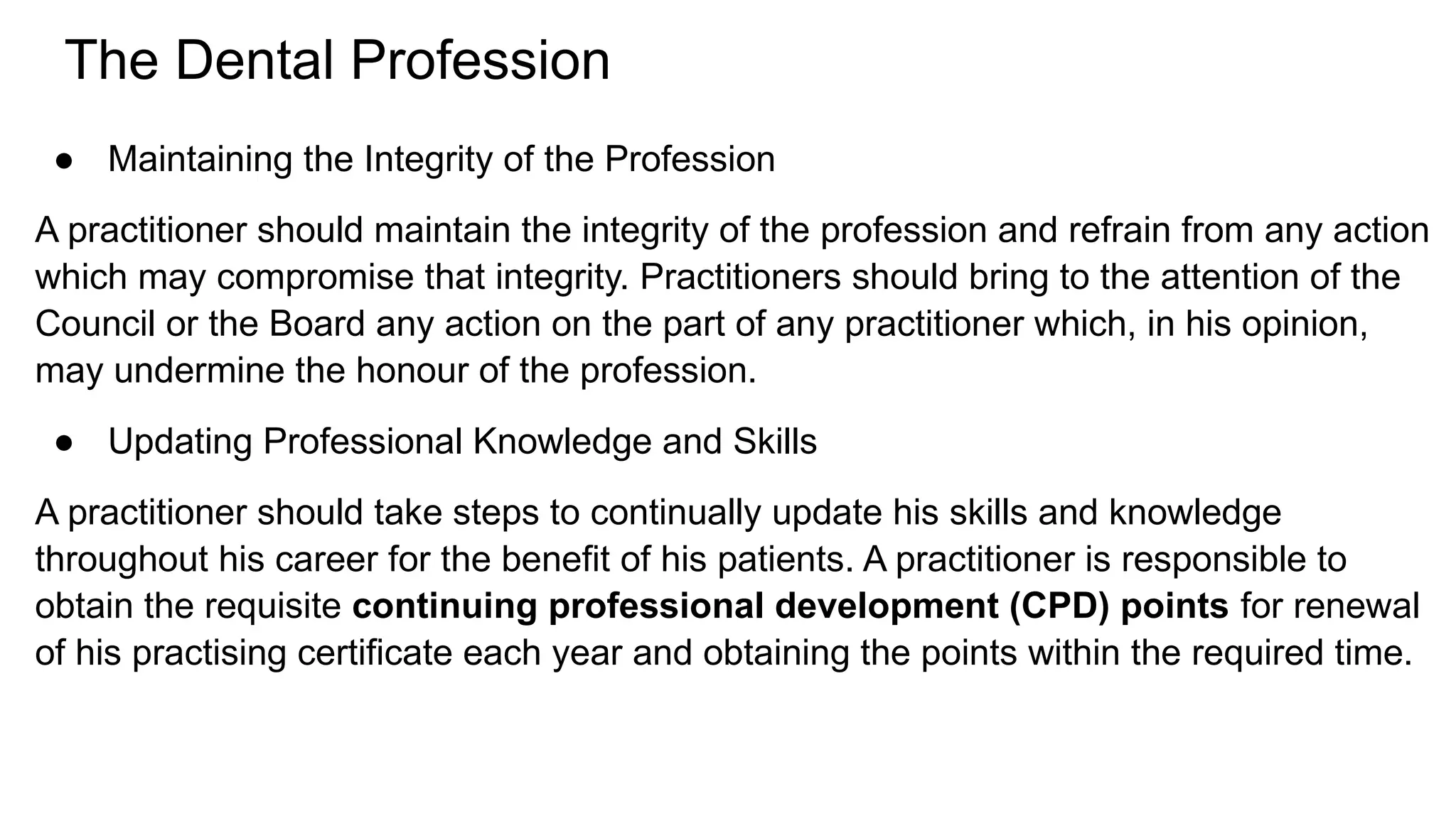 code of professional conduct in dentistry | PPTX