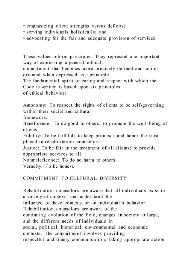 CODE OF PROFESSIONAL ETHICS FOR REHABILITATION COUN | DOCX