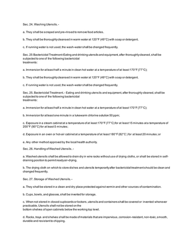 Code of sanitation | PDF