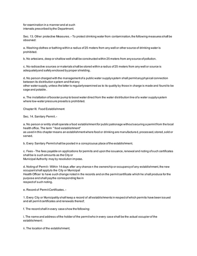 Code of sanitation | PDF