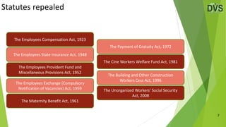 Code on Social Security, 2020-Part I | PPTX