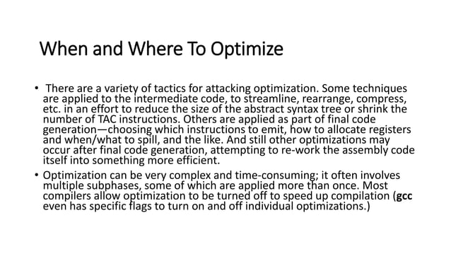 sCode optimization | PPTX | Programming Languages | Computing