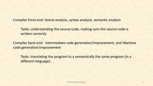 Code optimization | PPTX | Programming Languages | Computing