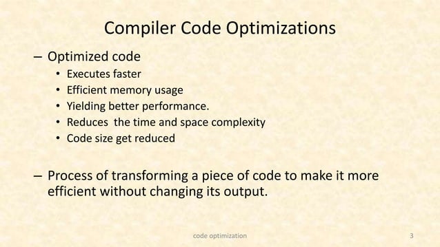 Code optimization | PPTX | Programming Languages | Computing