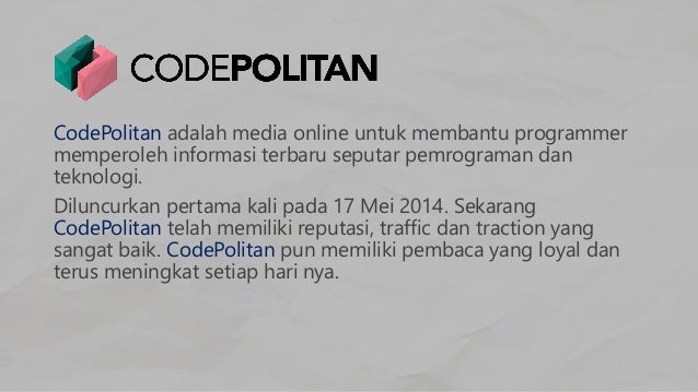 Codepolitan profile 2016