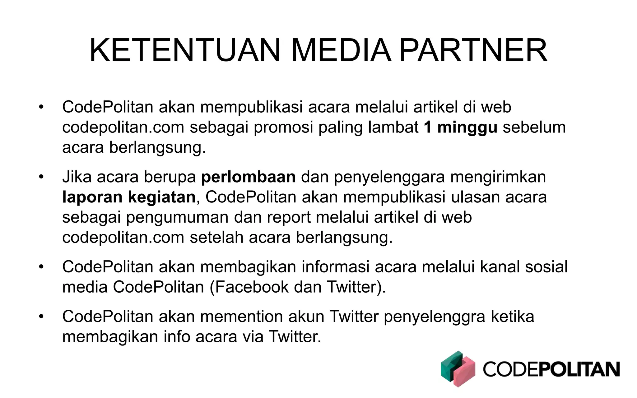 CodePolitan Media Partner SOP | PPT
