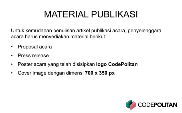 CodePolitan Media Partner SOP | PPT