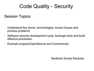 Code Quality - Security | PPT