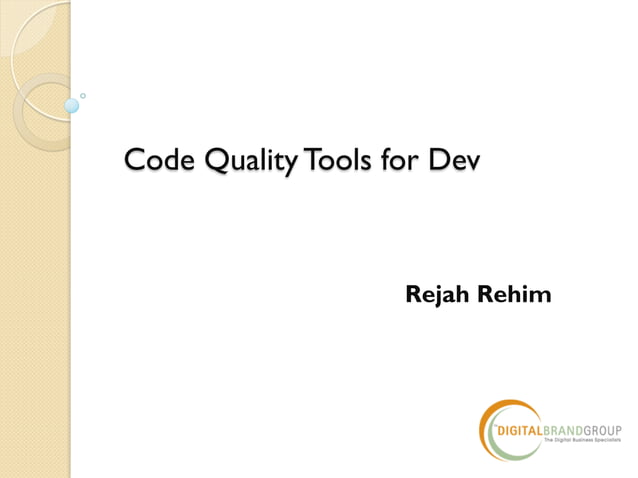 Code quality tools for dev | PPT