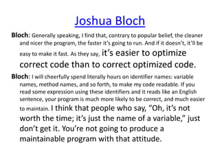 On Readability of Code | PPT
