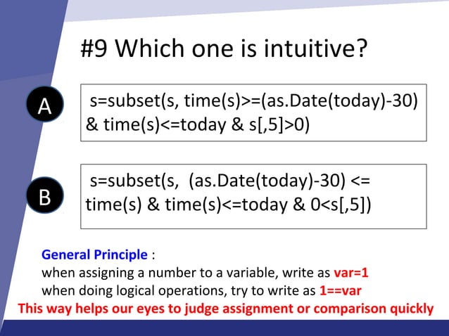 Code readability in r | PPT | Programming Languages | Computing