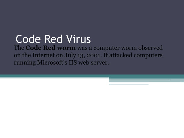 Code Red Virus | PPTX
