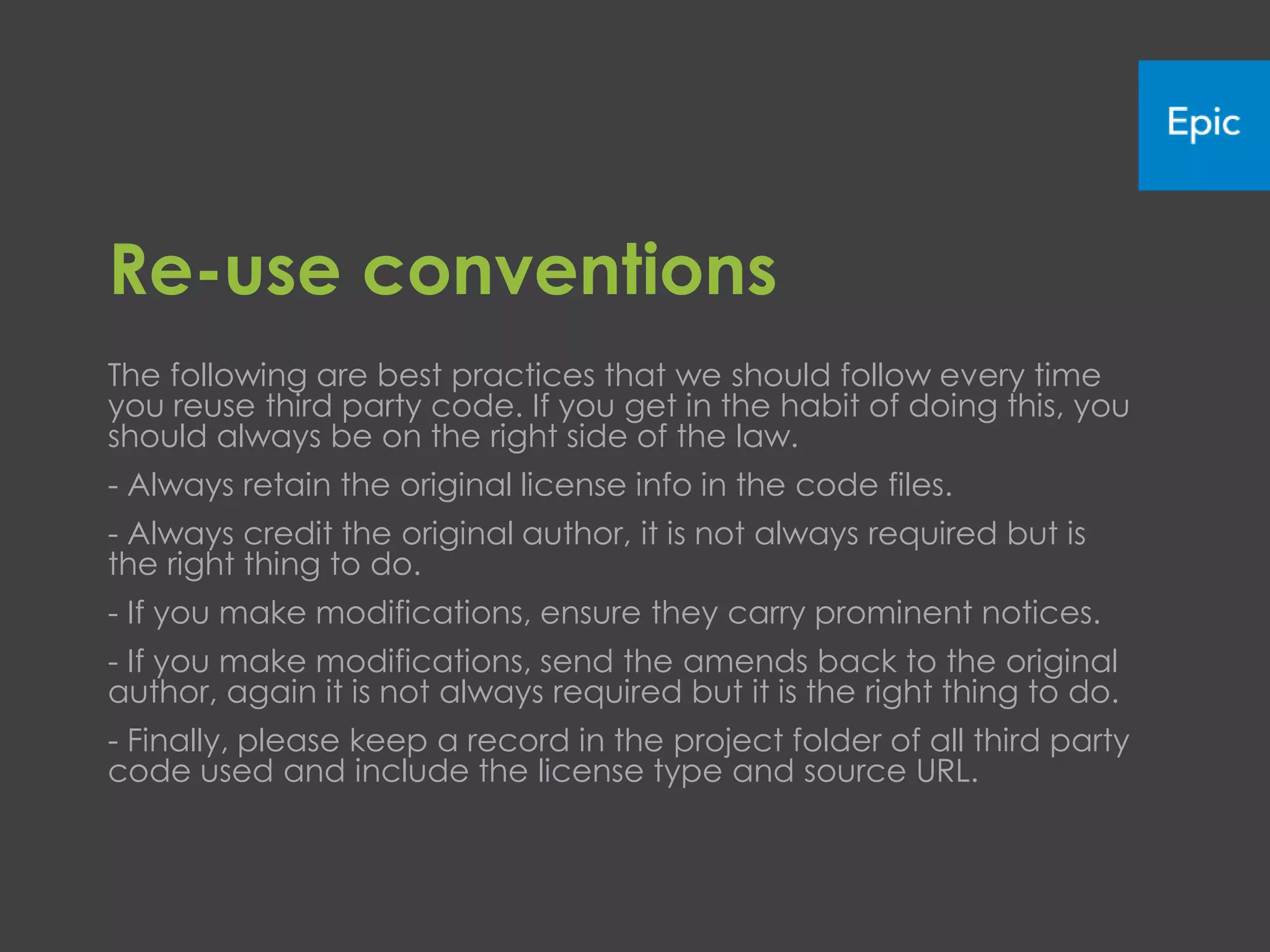 Developer guidelines for using third-party code | PPTX