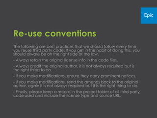 Developer guidelines for using third-party code | PPTX