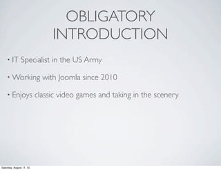 CoderFaire 2013 - Getting Started with the Joomla! Framework | PPT