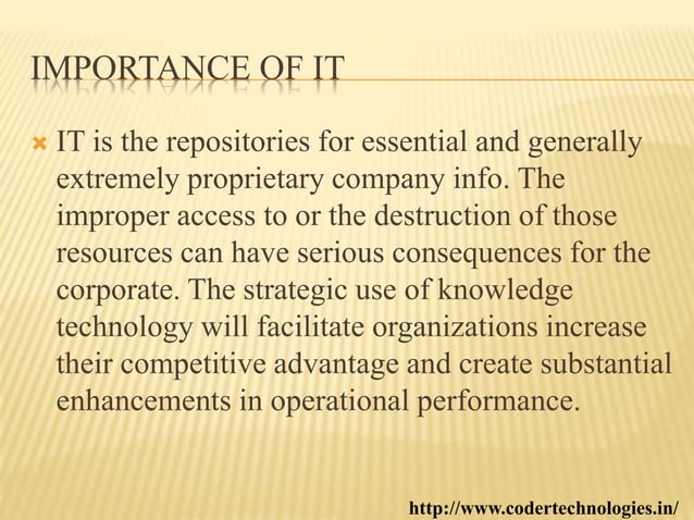 Coder technologies- Importance of IT | PPT