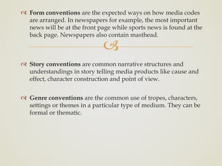 Codes-Conventions-and.pptx Media and Information | PPTX