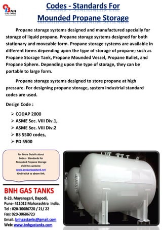 Codes Standards for Mounded propane storage | PDF
