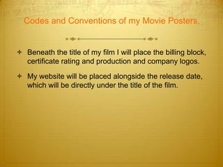 Codes and cnventions of movie posters | PPTX