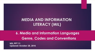 Media and Information - Codes and Convention | PPTX