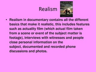 Codes and conventions | PPTX | Documentary | Genres