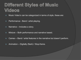 Codes and conventions of a Music Video | PPTX | Video Production ...