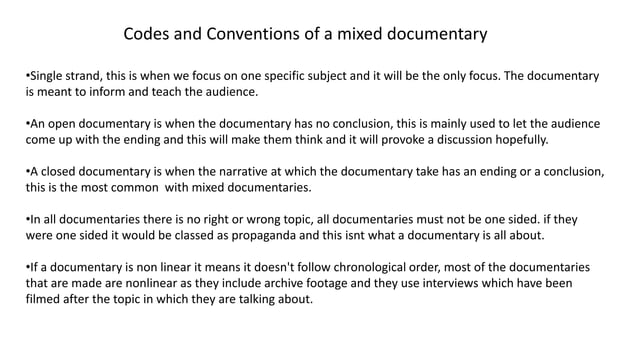 Codes and conventions of documentaries | PPT