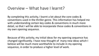 My Understanding of Thriller Genre – Codes and Conventions | PPT