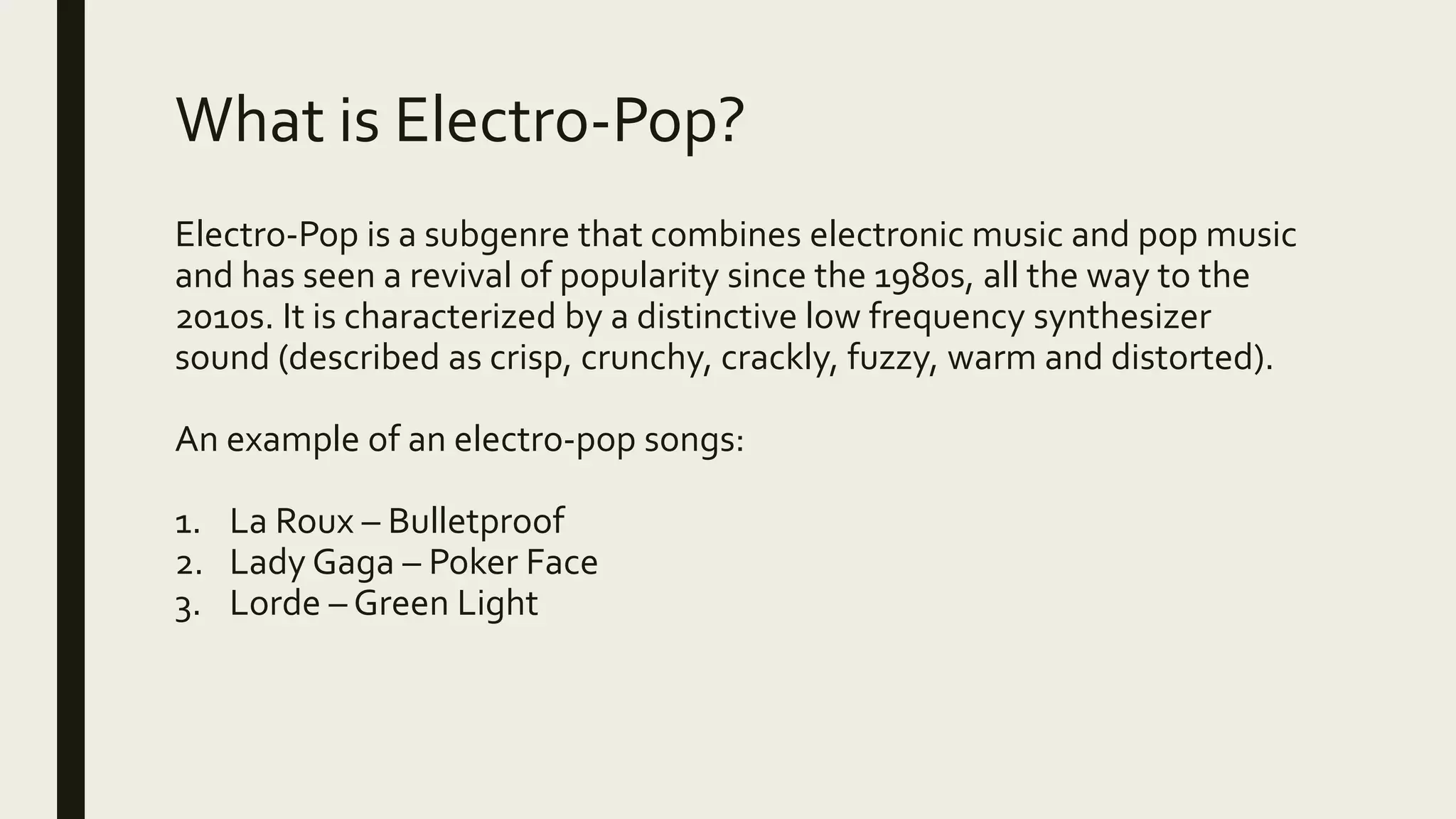 Codes and conventions of Electro-pop | PPTX