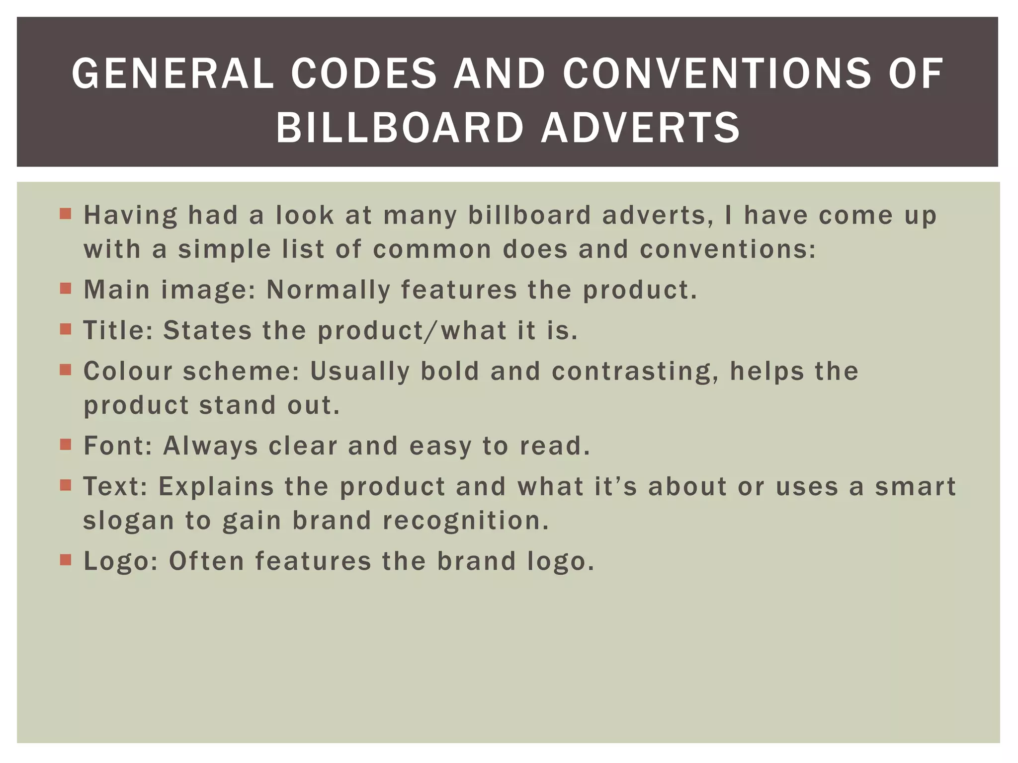Codes and conventions billboard adverts | PPTX | Advertising Industry ...