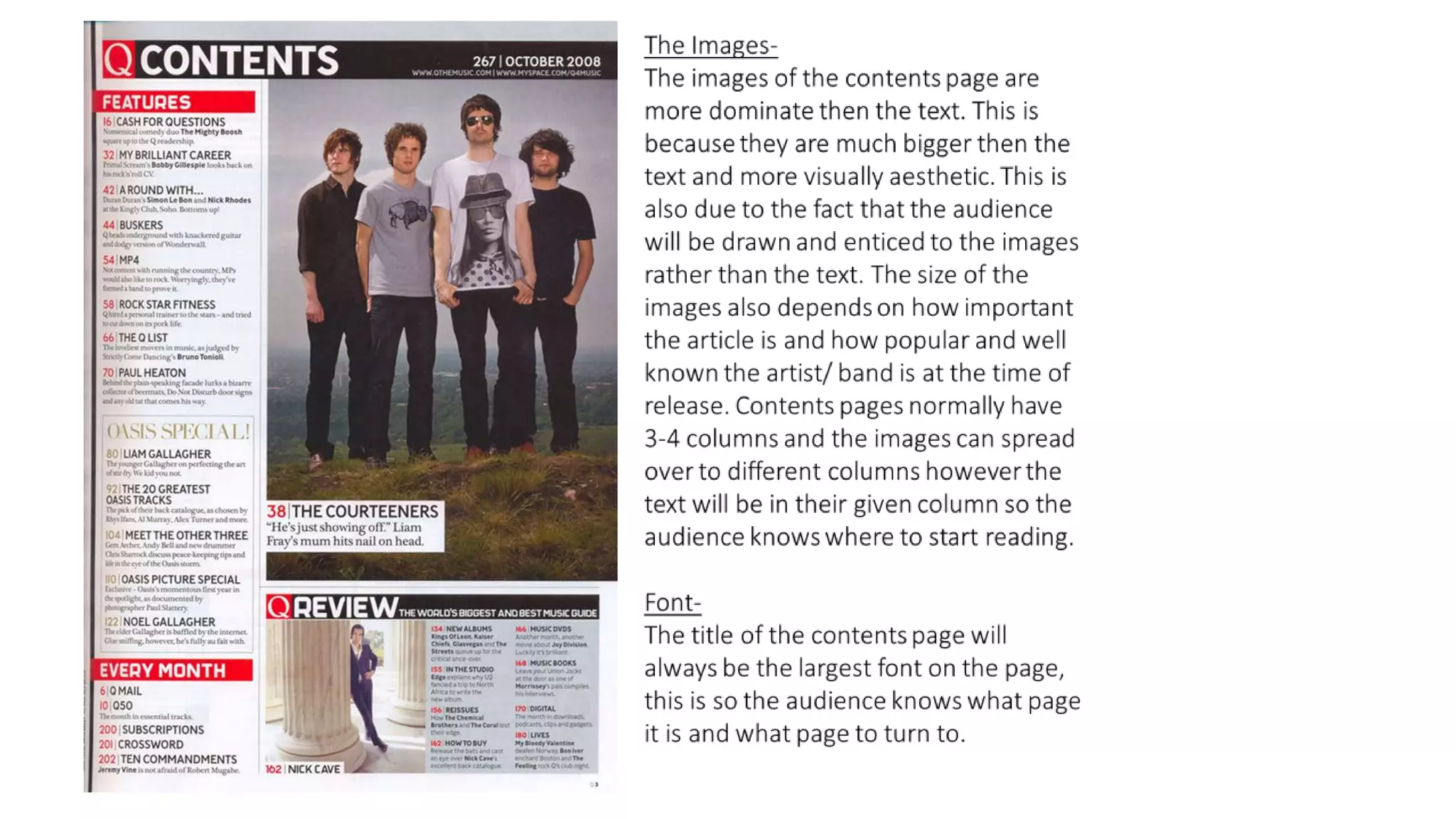 Codes and conventions of music magazine contents pages | PPTX