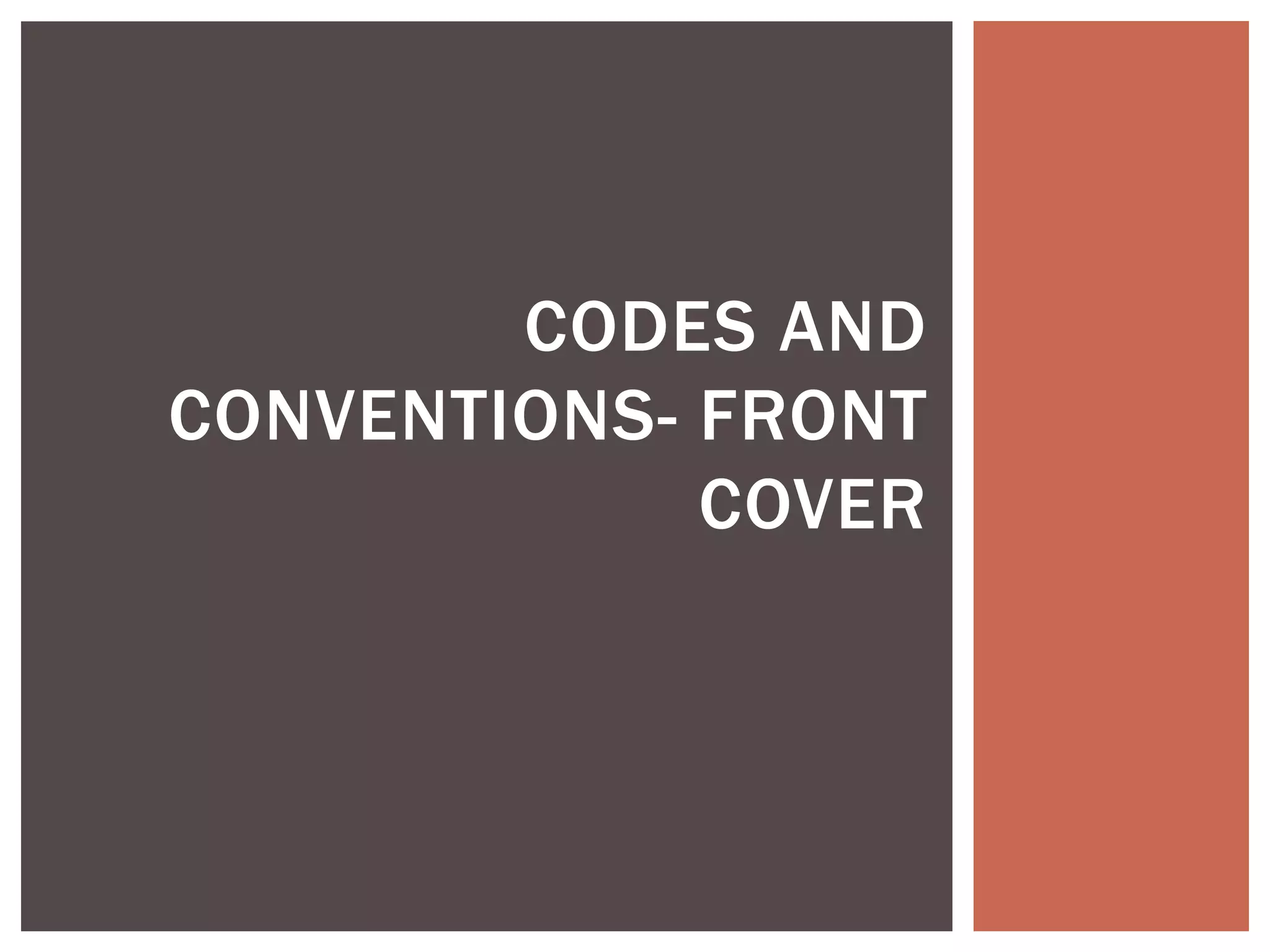 Codes and conventions front cover | PPT