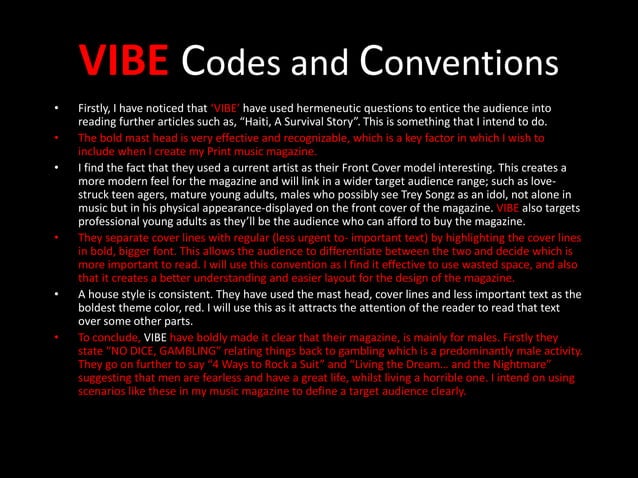 Codes and conventions media studies | PPTX | Music | Entertainment