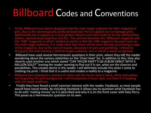 Codes and conventions media studies | PPTX | Music | Entertainment