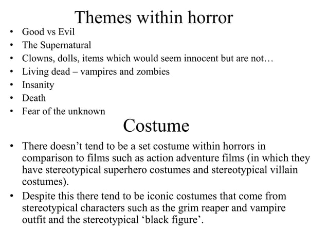 Codes and conventions and iconography of horror films | PPTX | Horror ...