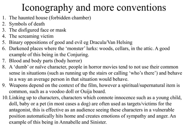 Codes and conventions and iconography of horror films | PPTX | Horror ...
