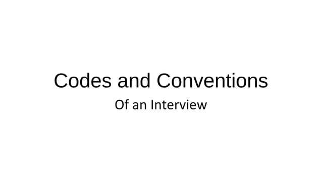 Codes and conventions interview | ODP | Cameras and Camcorders ...